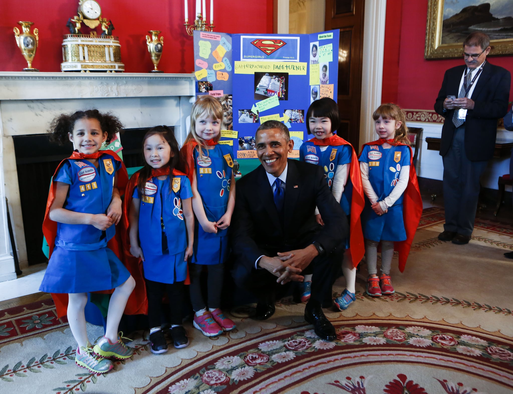 President Obama With Girl Scouts at Science Fair | POPSUGAR Family